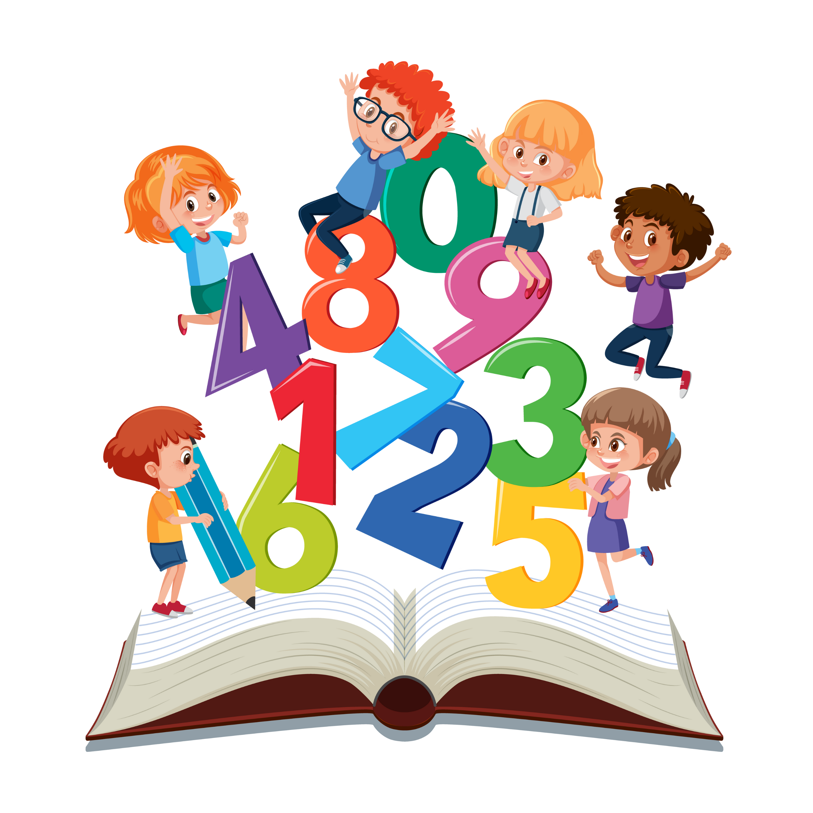 Children learning maths with colorful numbers